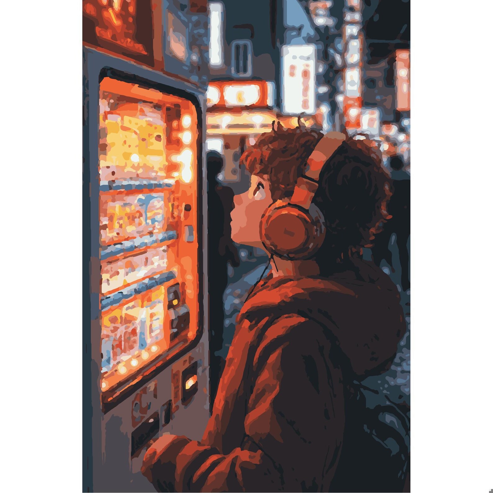 Color by Numbers for Adults | Cyberpunk Japanese Vending Machine Paint ...