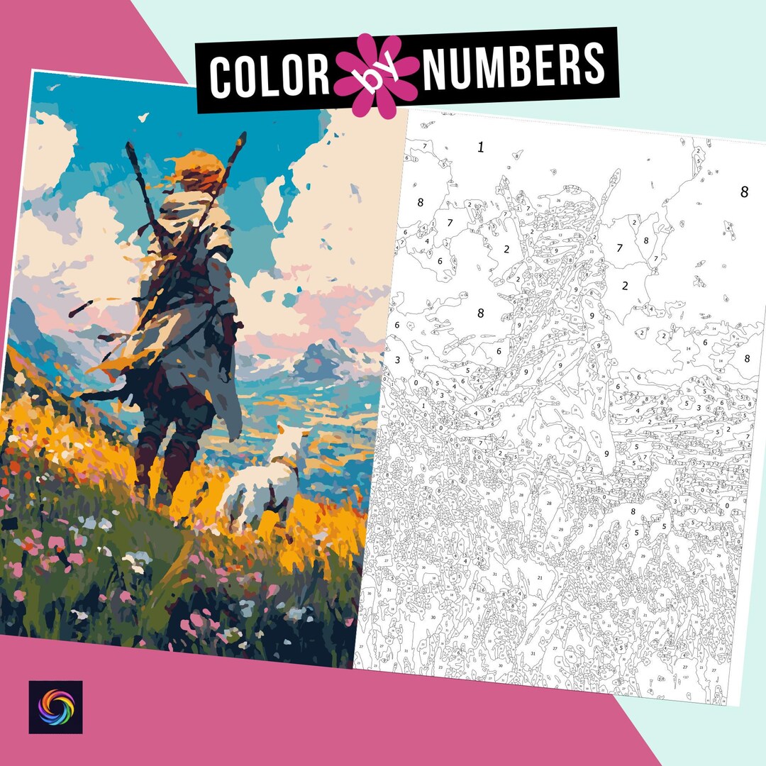 Anime Landscape Color by Numbers: Modern Digital Coloring Page (PDF ...