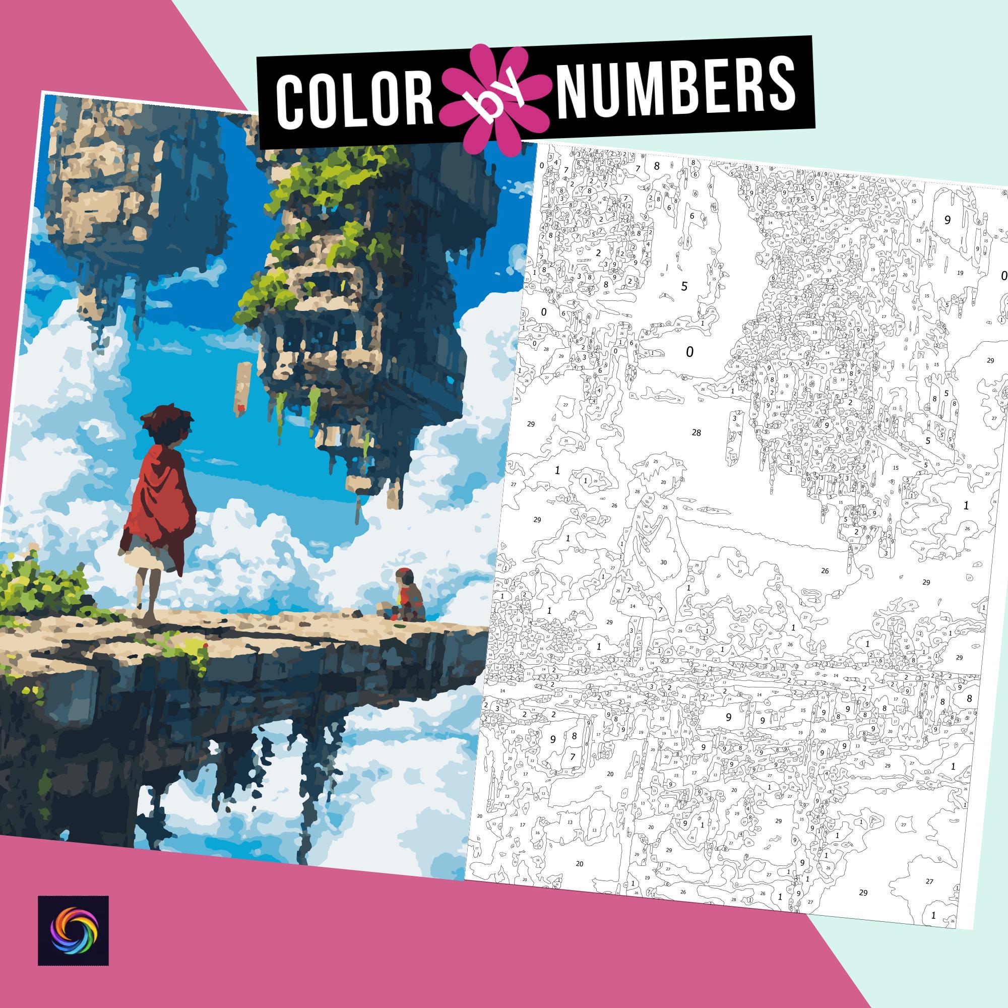 Color by Numbers for Adults | Anime Floating City Gamer Style Paint by ...