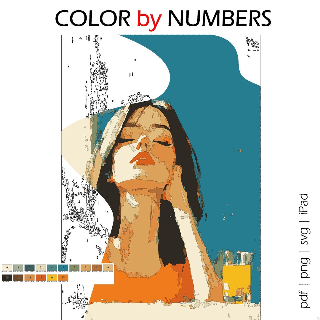 Vibrant Digital Color by Numbers for Procreate | Paint by Numbers ...