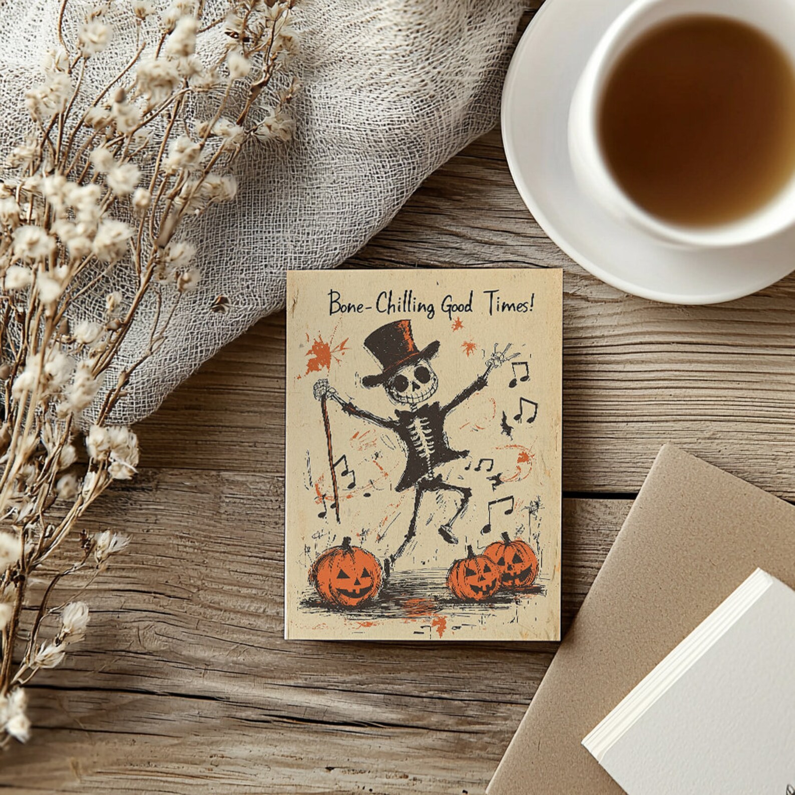 Vintage Halloween Greeting Card: Spooky Foldable DIY Card (digital ...