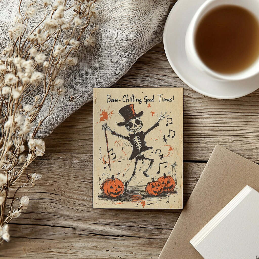 Vintage Halloween Greeting Card: Spooky Foldable DIY Card (digital ...