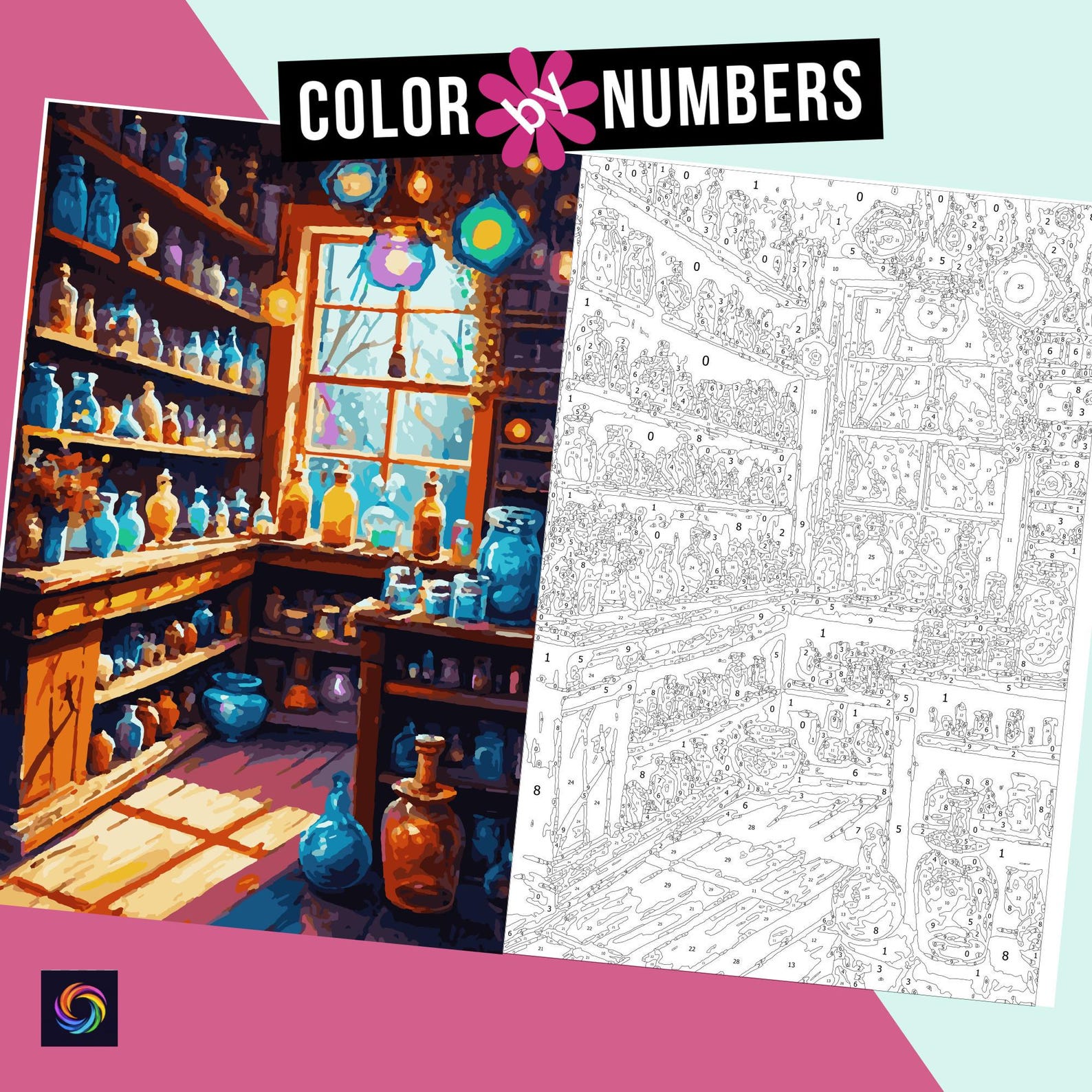 Magical Potion Shop Color by Numbers: Procreate iPad Coloring Pages ...
