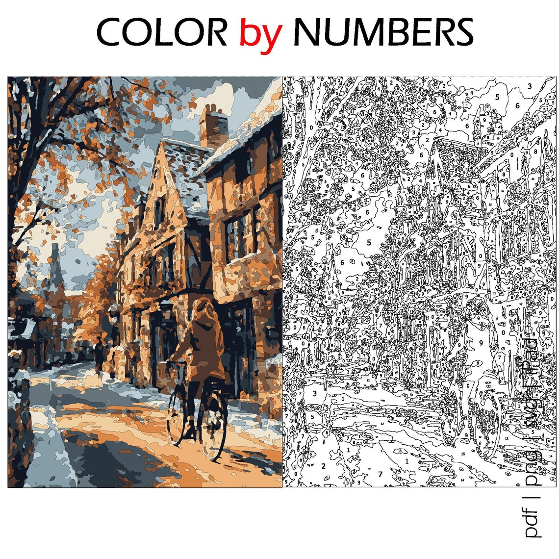 Girl Cycling Scotland Color by Numbers: Printable Digital Coloring (PDF ...