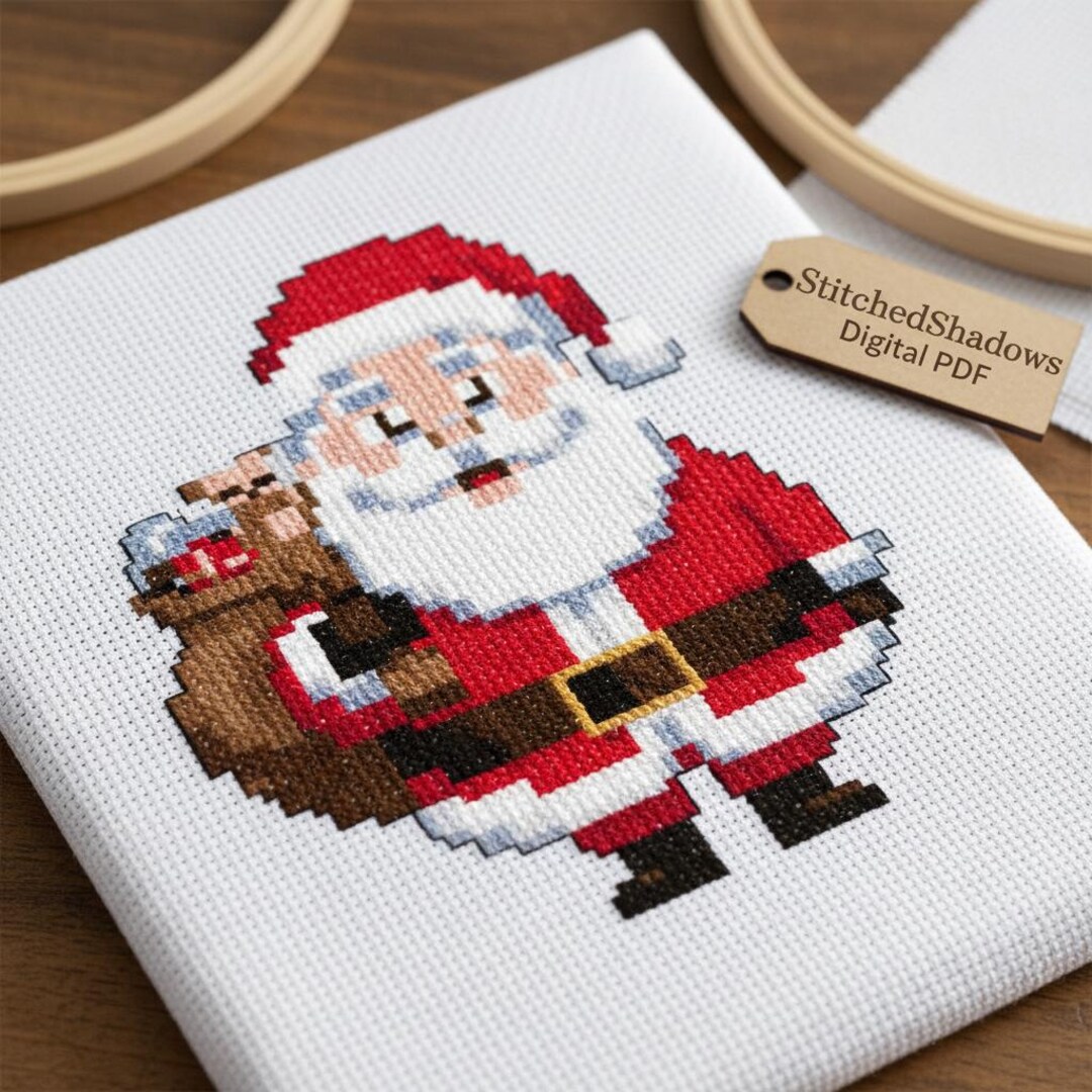 Cute Santa Cross Stitch Pattern | Modern Counted X Stitch | PDF Instant ...