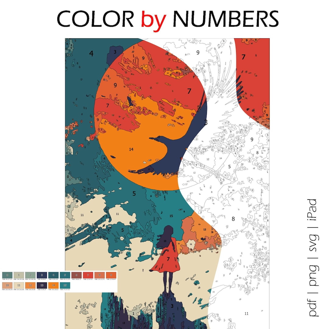 Color by Numbers for Adults | Surrealism Steps | Printable Paint by ...