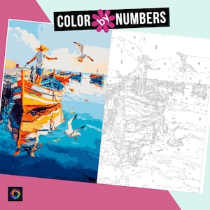 Color by Numbers for Adults | Andalusian Fisher Boat Nautic 09 Paint by ...