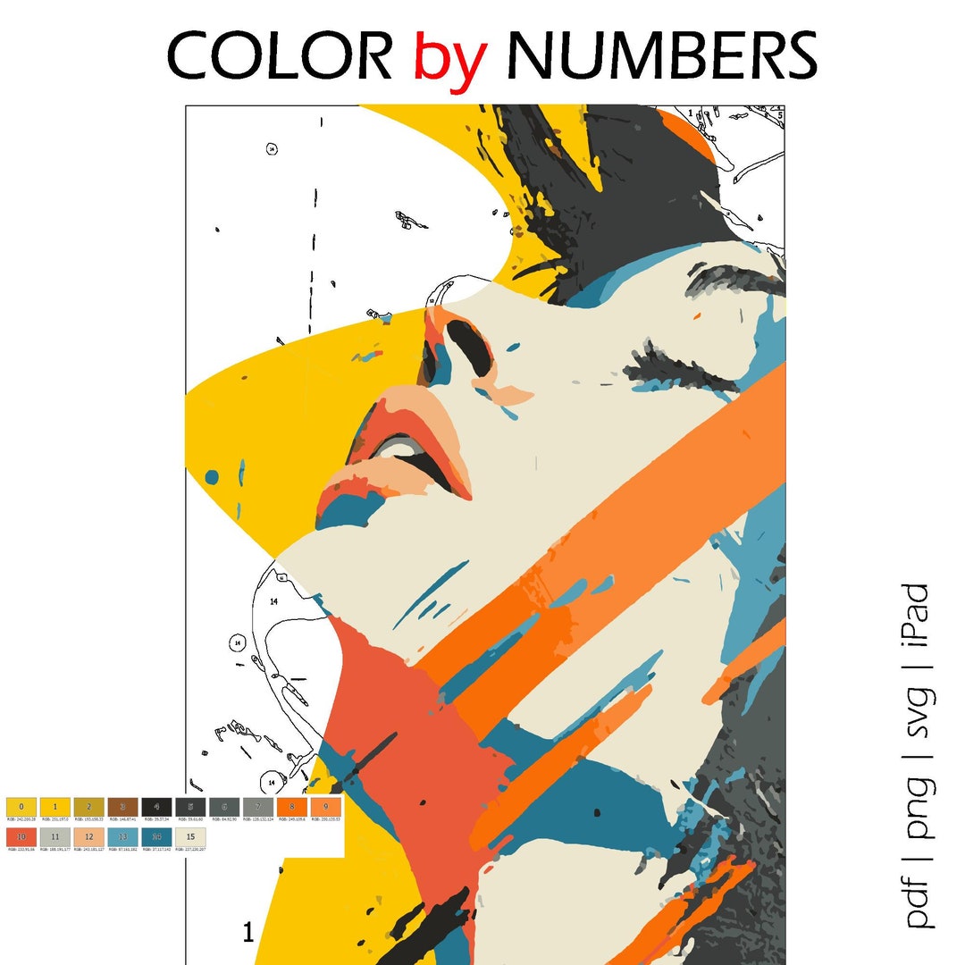 Vibrant Female Face Paint by Number Kit: Procreate, Printable (digital ...