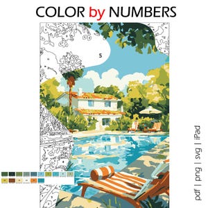 Color by Numbers for Adults | at the Pool Modern Art Paint by Numbers ...