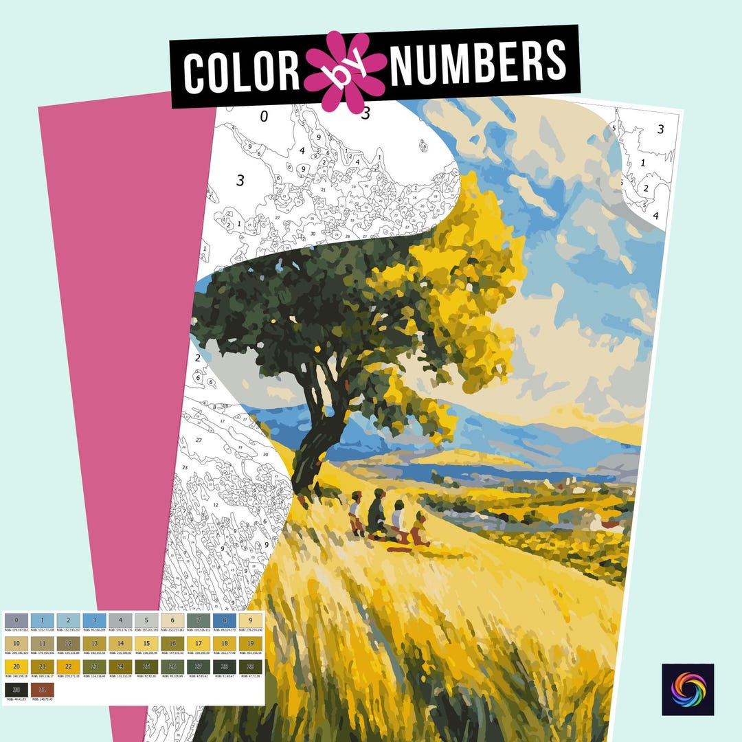 Andalusian Landscape Color by Numbers: Procreate iPad Printable ...