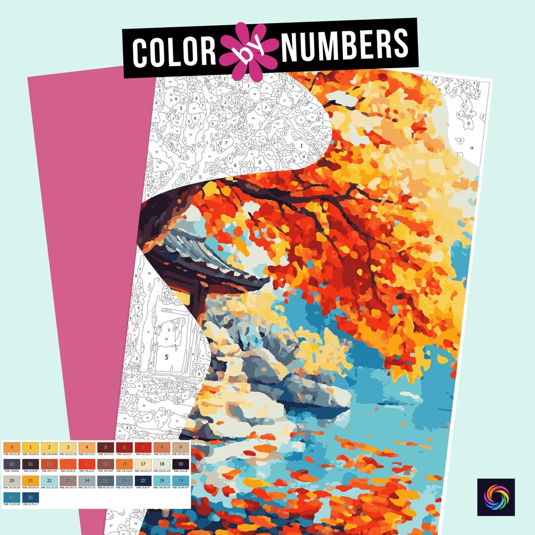 Color by Numbers for Adults | Japanese Garden 05 Autumn Tree Paint by ...
