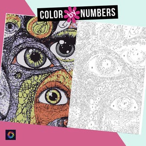 Color by Numbers for Adults | No 165 Abstract Staring Eyes 01 Paint by ...