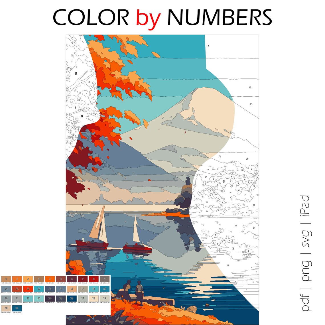 Color by Numbers for Adults | Fall in Japan | Printable Paint by ...