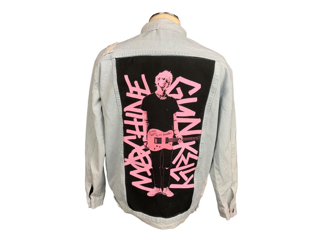 Machine Gun Kelly Denim Jacket, Reworked Upcycled Pop Punk Emo Rock ...