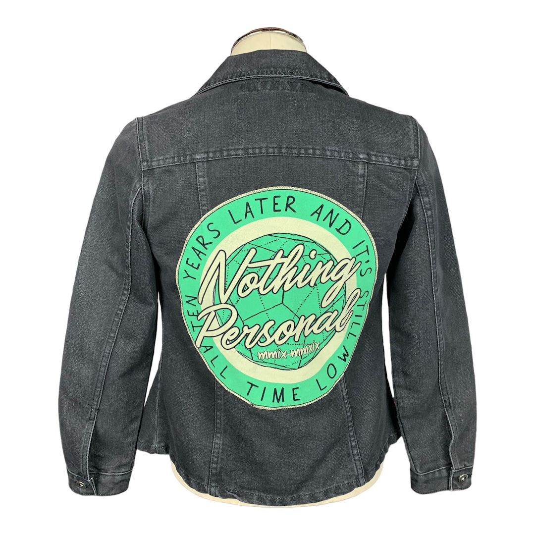 All Time Low Denim Jean Jacket, Custom Upcycled and Sustainable Emo Pop ...