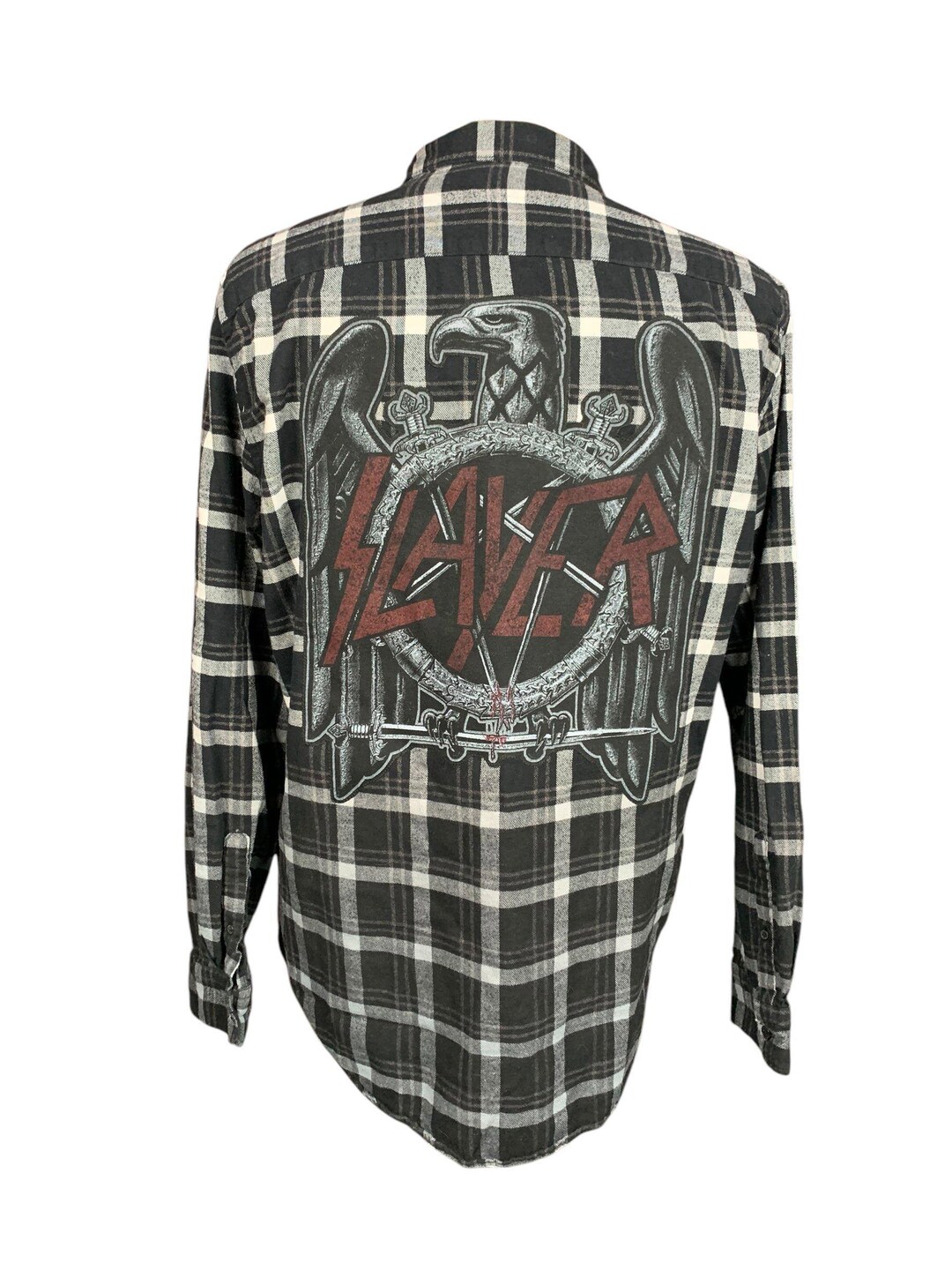 Slayer Flannel Shirt Custom Rework Size Slim Xxl Heavy Metal Thrash ...