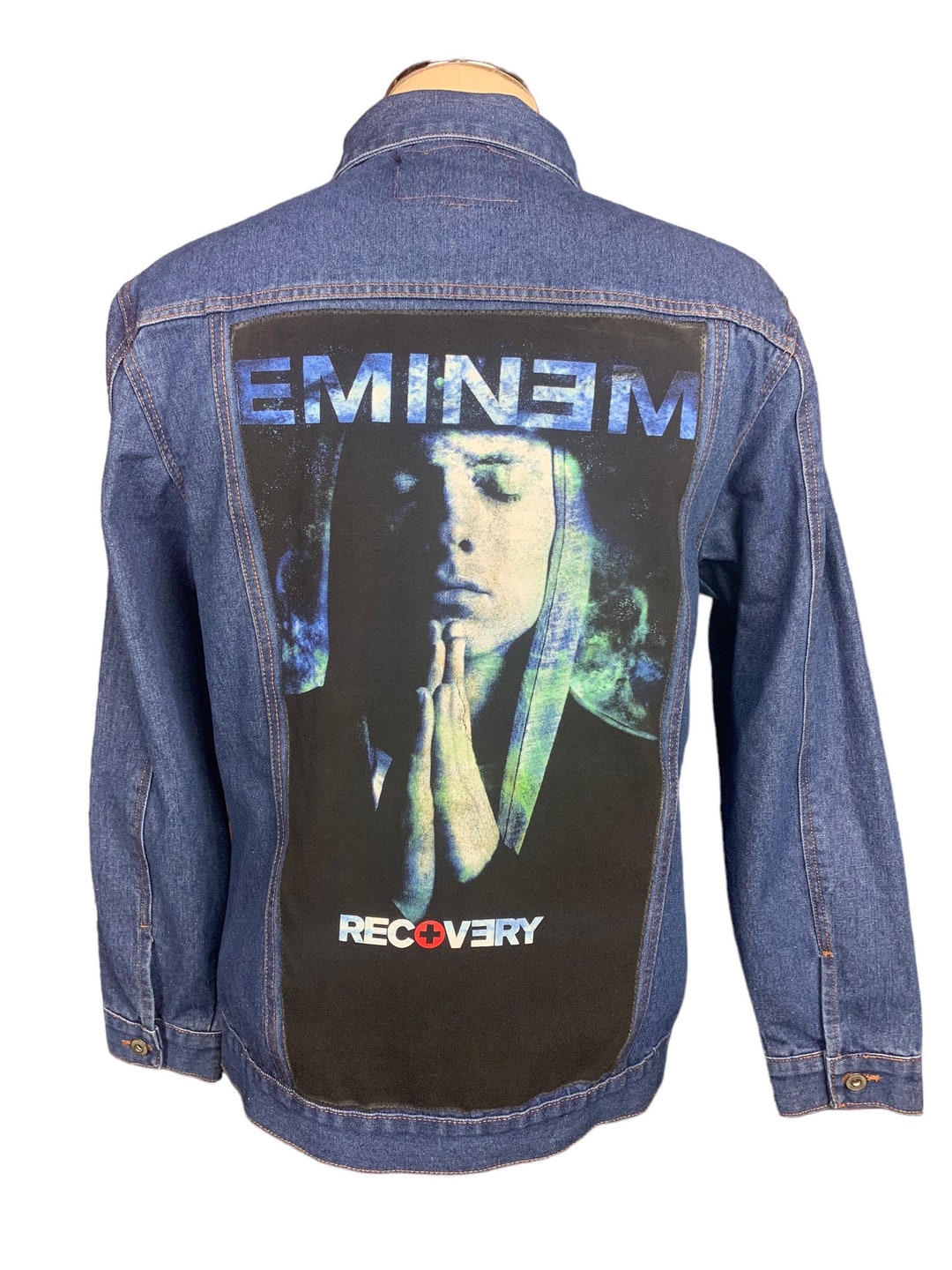 Eminem Jean Jacket, Reworked Hip Hop, Rapper Denim Upcycle Jacket Large ...