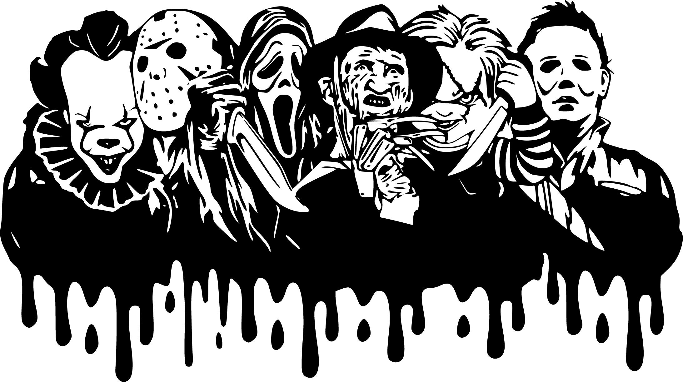 Horror Villians Line up SVG Halloween Horror Cut File Movie Mascot ...