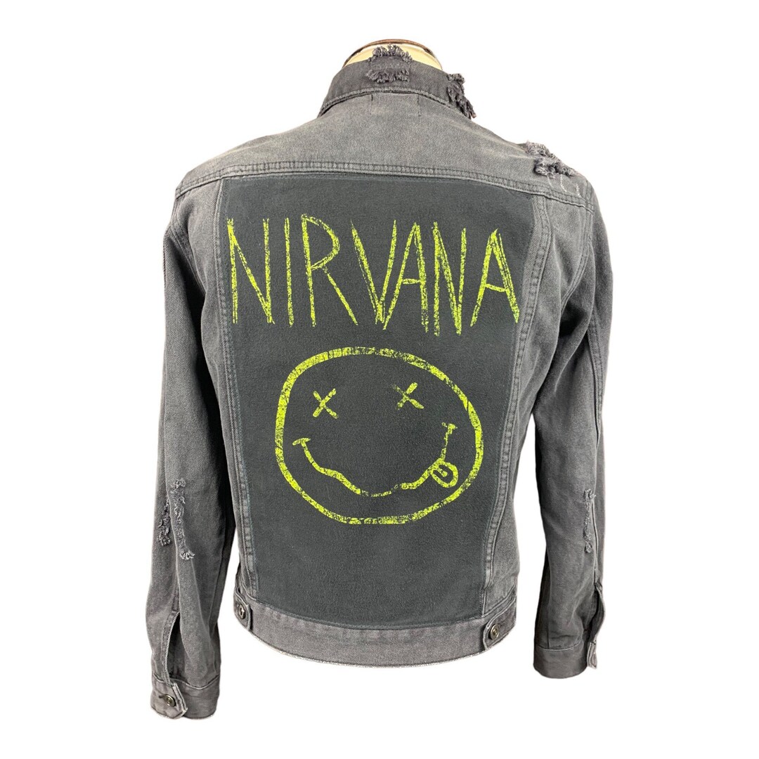 Custom Grunge Rock Jean Jacket, Upcycled Sustainable Seattle Rock Band ...