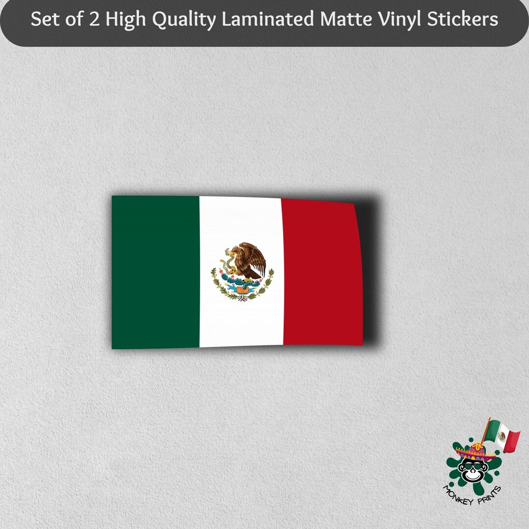 2 Mexico Flag Sticker Flag of Mexico Sticker Mexico Travel Sticker Mexico Flag Decal Mexico ...
