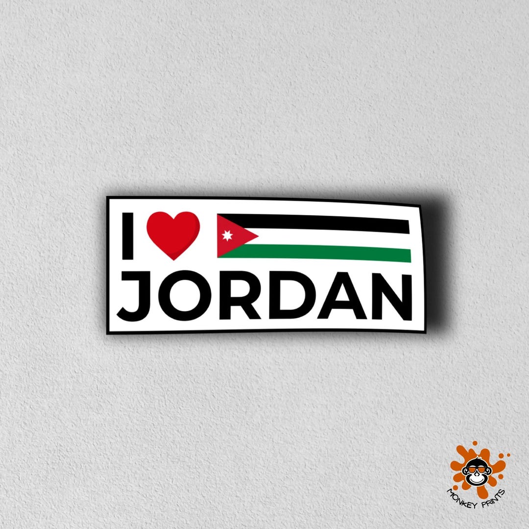 I Love Jordan Sticker Flag of Jordan Sticker Jordan Travel Sticker ...