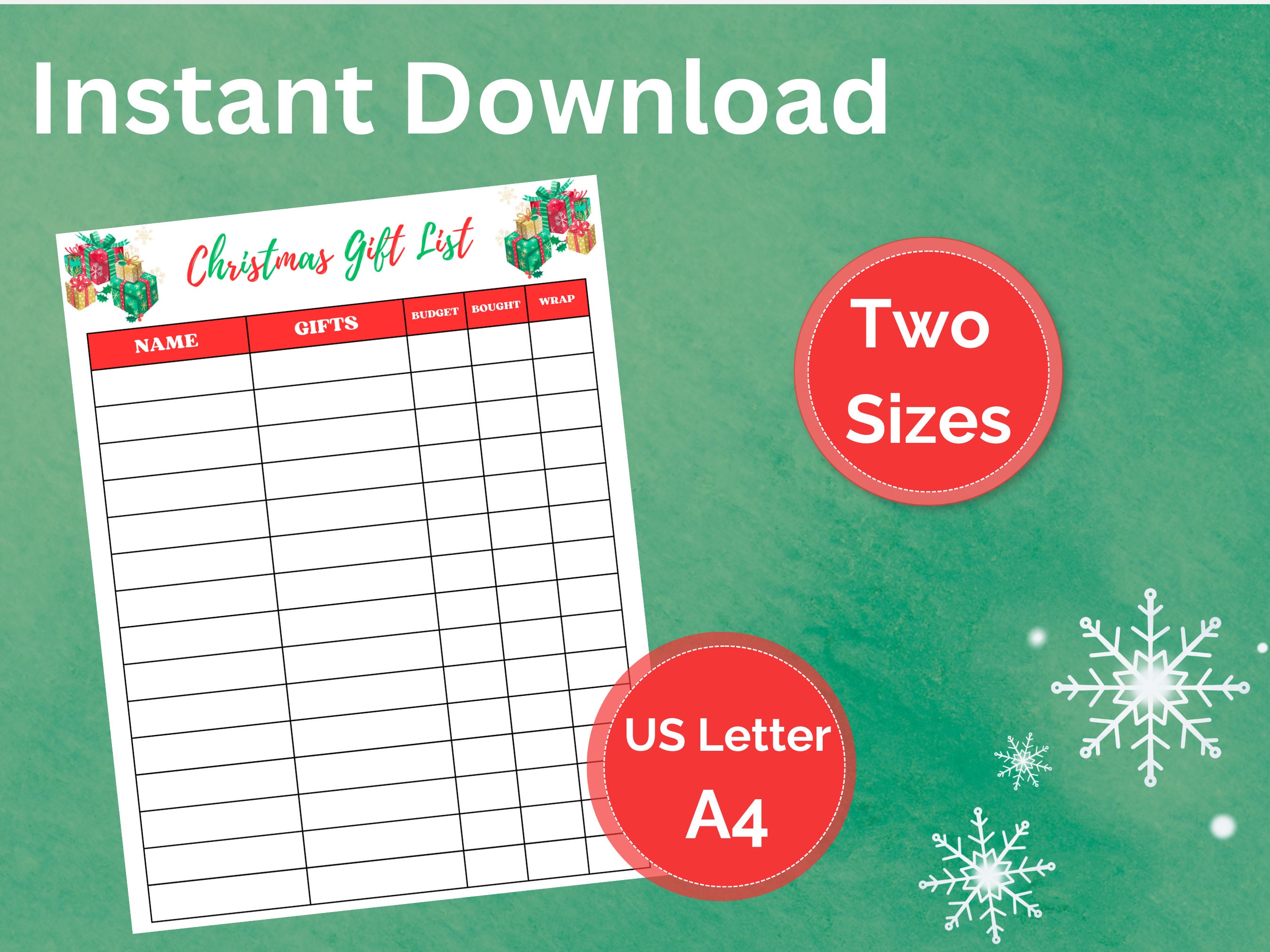 Christmas Gift List Printable Christmas Planner Gift Tracker Shopping ...