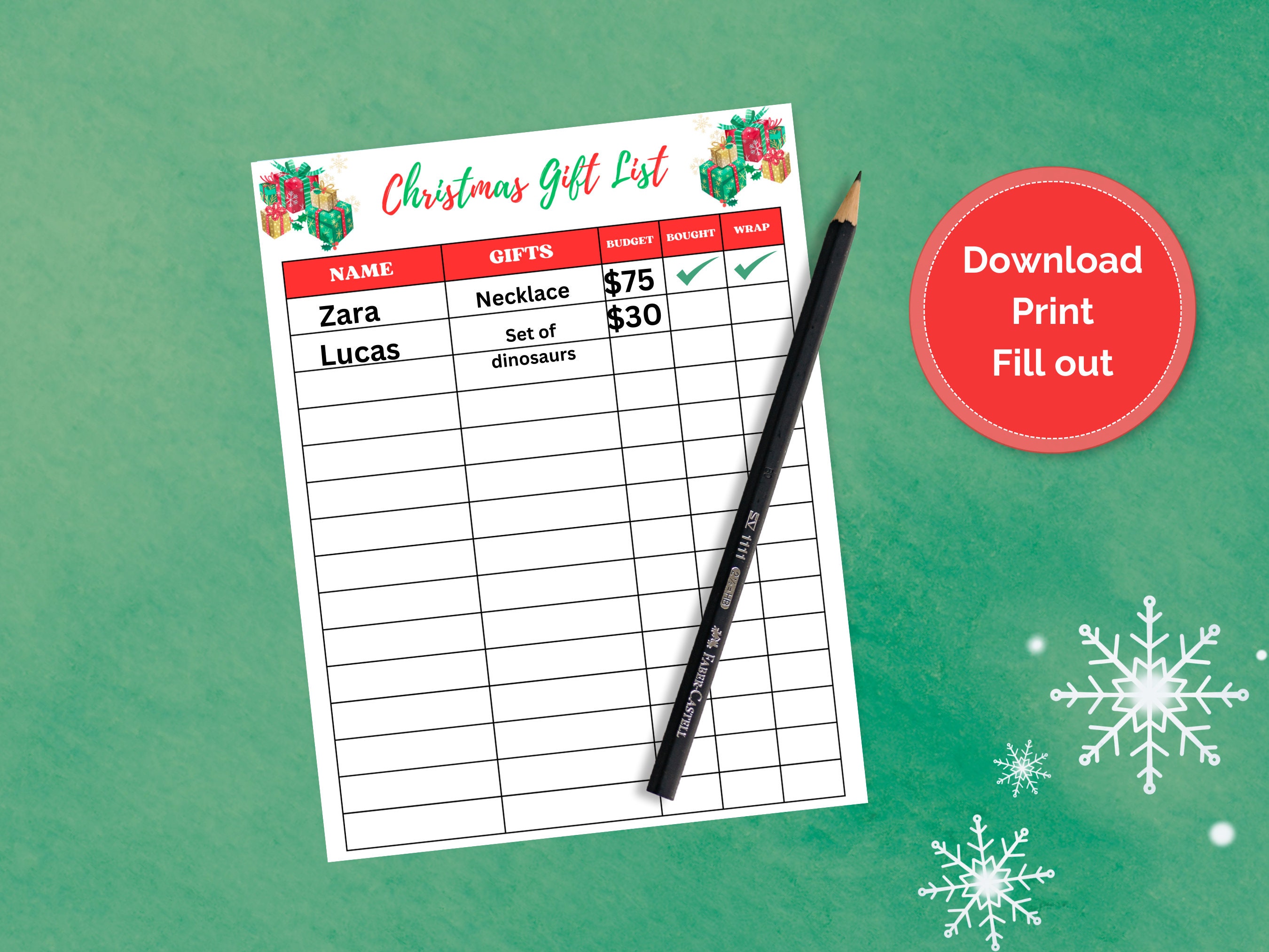 Christmas Gift List Printable Christmas Planner Gift Tracker Shopping ...