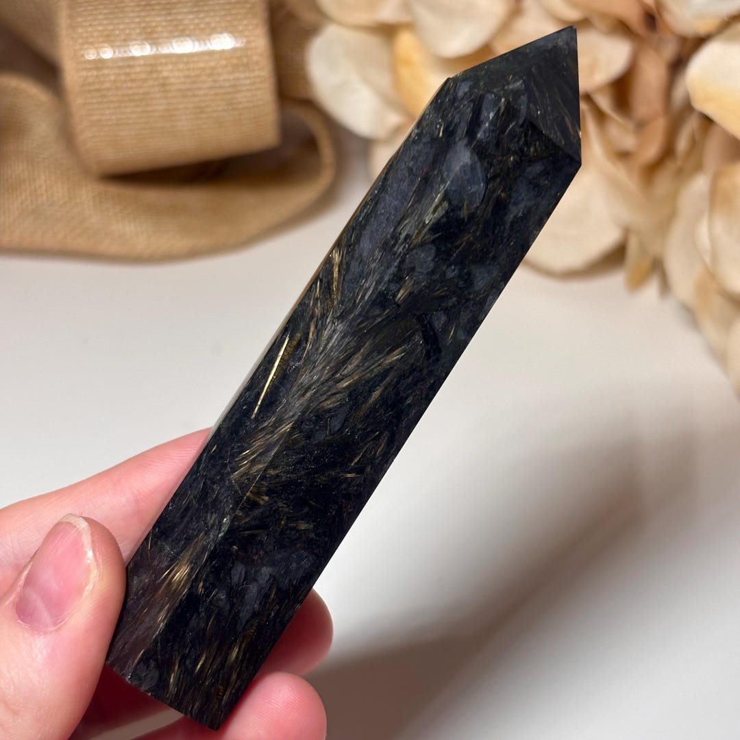 Gold Astrophyllite Tower | Starburst Crystal Points | Transformation ...