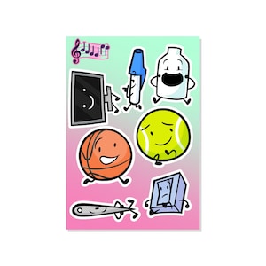 BFDI:TPOT Team BAGGED (notes) Glossy Sticker Sheet - Etsy
