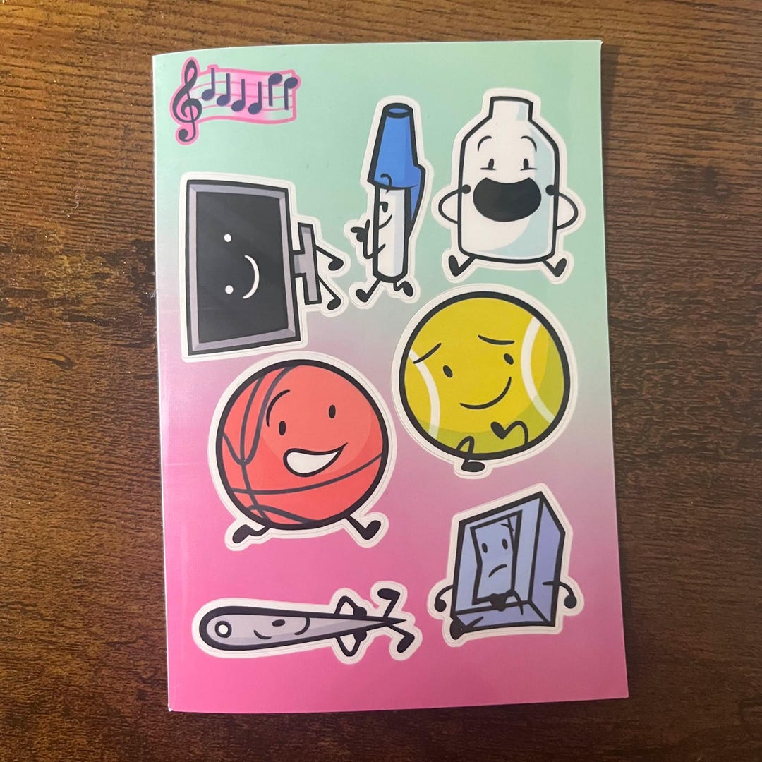 BFDI:TPOT Team BAGGED (notes) Glossy Sticker Sheet - Etsy
