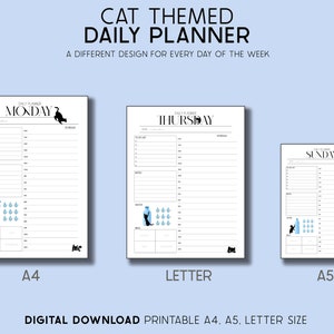 Cat Themed Daily Planner.undated Simple Planner Pages With Different ...