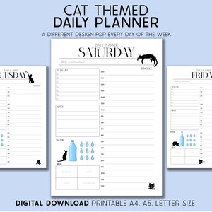 Cat Themed Daily Planner.undated Simple Planner Pages With Different ...