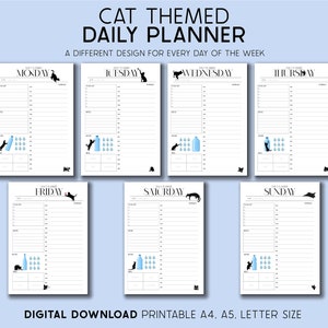 Cat Themed Daily Planner.undated Simple Planner Pages With Different ...