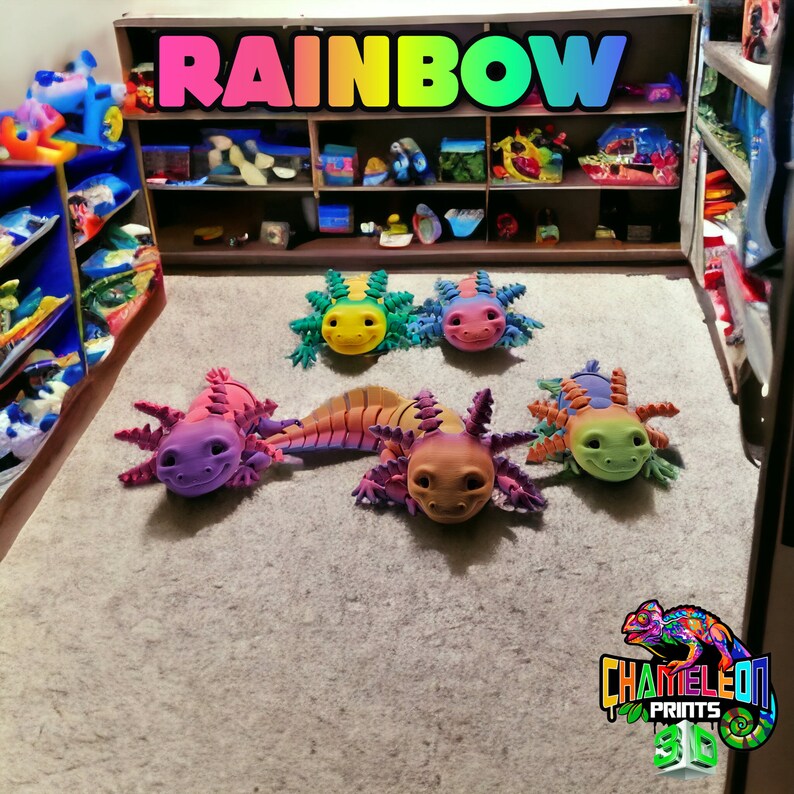 Axolotl Articulated flexible Fidget Sensory Toy Many Colour to Choose ...
