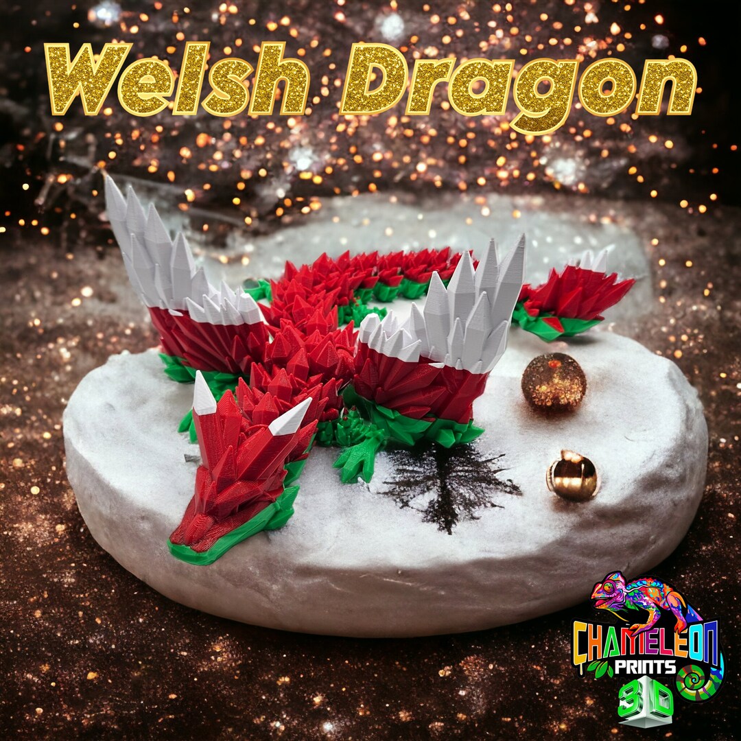 Welsh Crystal Winged Dragon, 3D Printed Dragon, Wales Souvenir ...