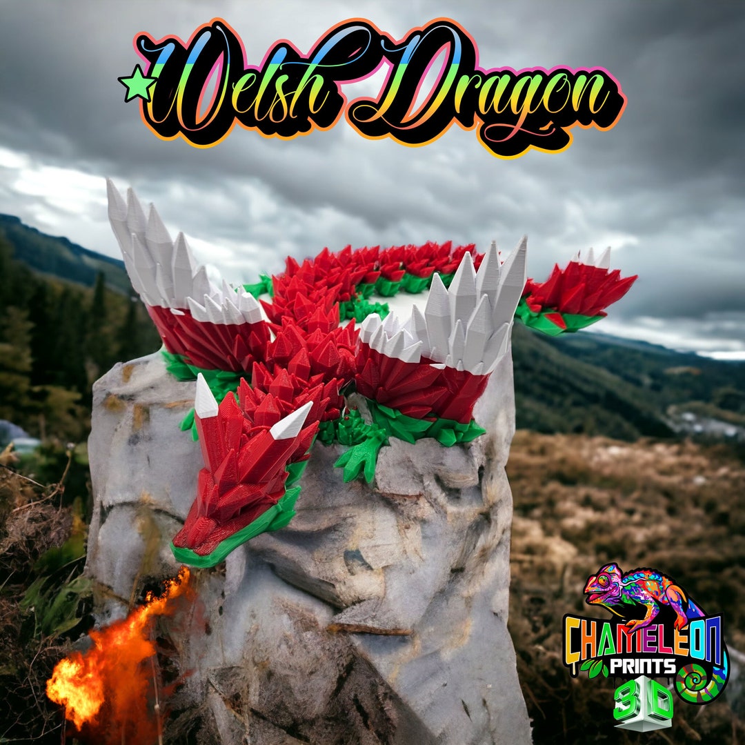 Welsh Crystal Winged Dragon, 3D Printed Dragon, Wales Souvenir ...
