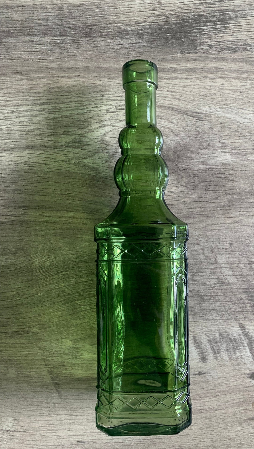 Green Glass Tall Apothecary Bottle Empty Preowned - Etsy