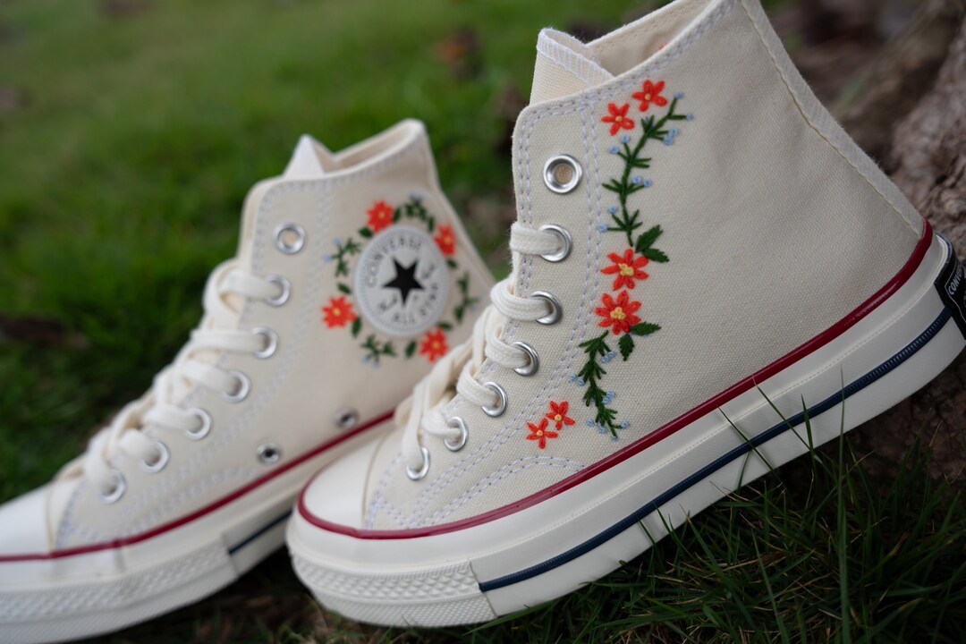 Converse Embroidery Converse Design 1970s Shoe Converse - Etsy