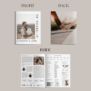 4 Pages Wedding Magazine Template, Folded Wedding Program Template ...