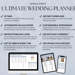 Wedding Planner Spreadsheet, Digital Wedding Planner, Google Sheets ...