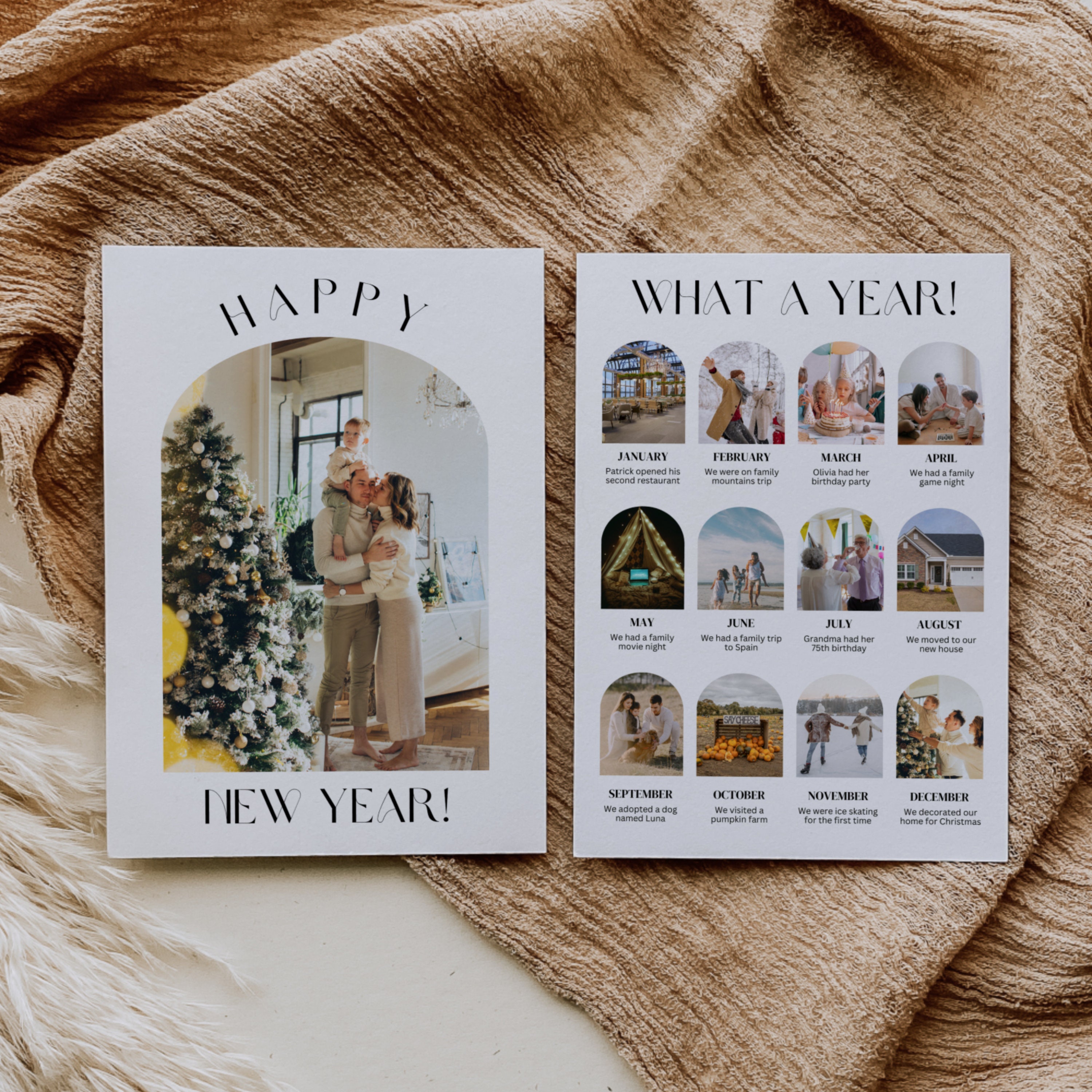 New Year Card Template, Year in Review Card Template, What A Year Card ...