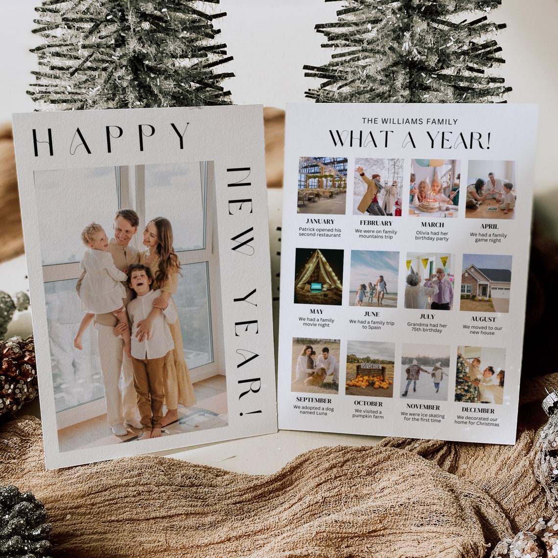 New Year Card Template, Year in Review Card Template, What A Year Card ...