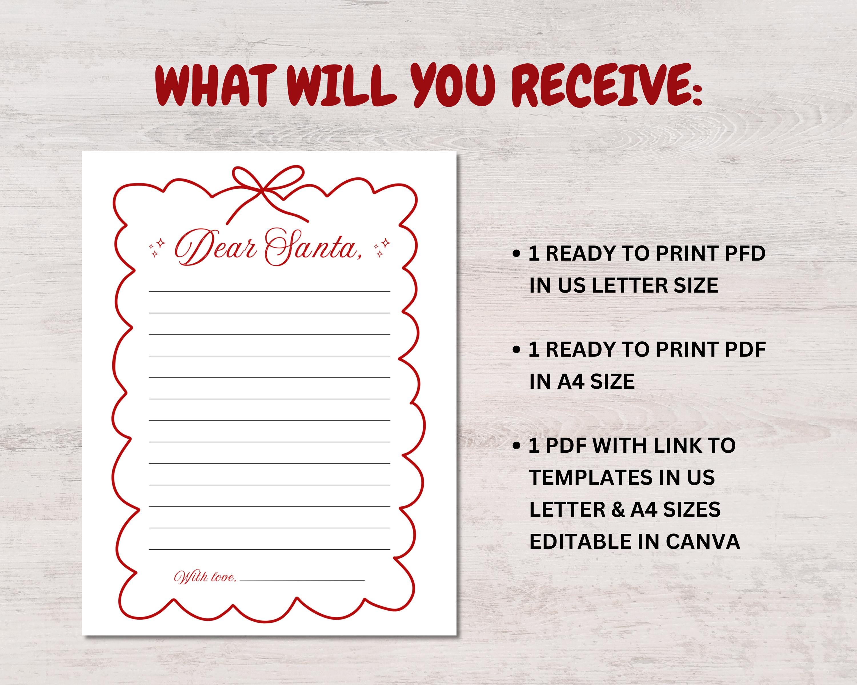 Letter to Santa Editable: Printable Christmas Wish List for Kids (PDF ...