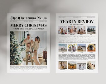Year in Review Christmas Card Newspaper Template, Editable Christmas ...