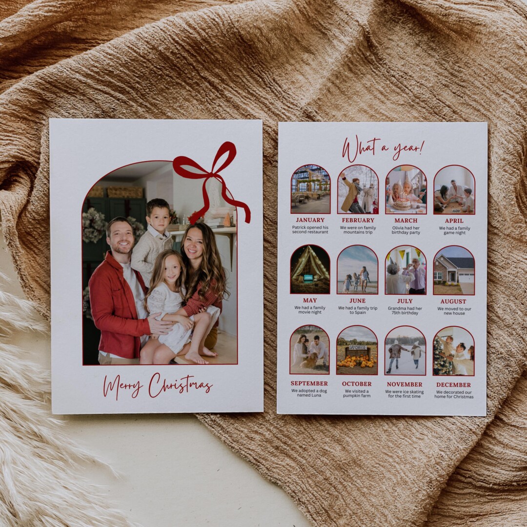 Year in Review Christmas Card Template, What A Year Card Photo Collage ...
