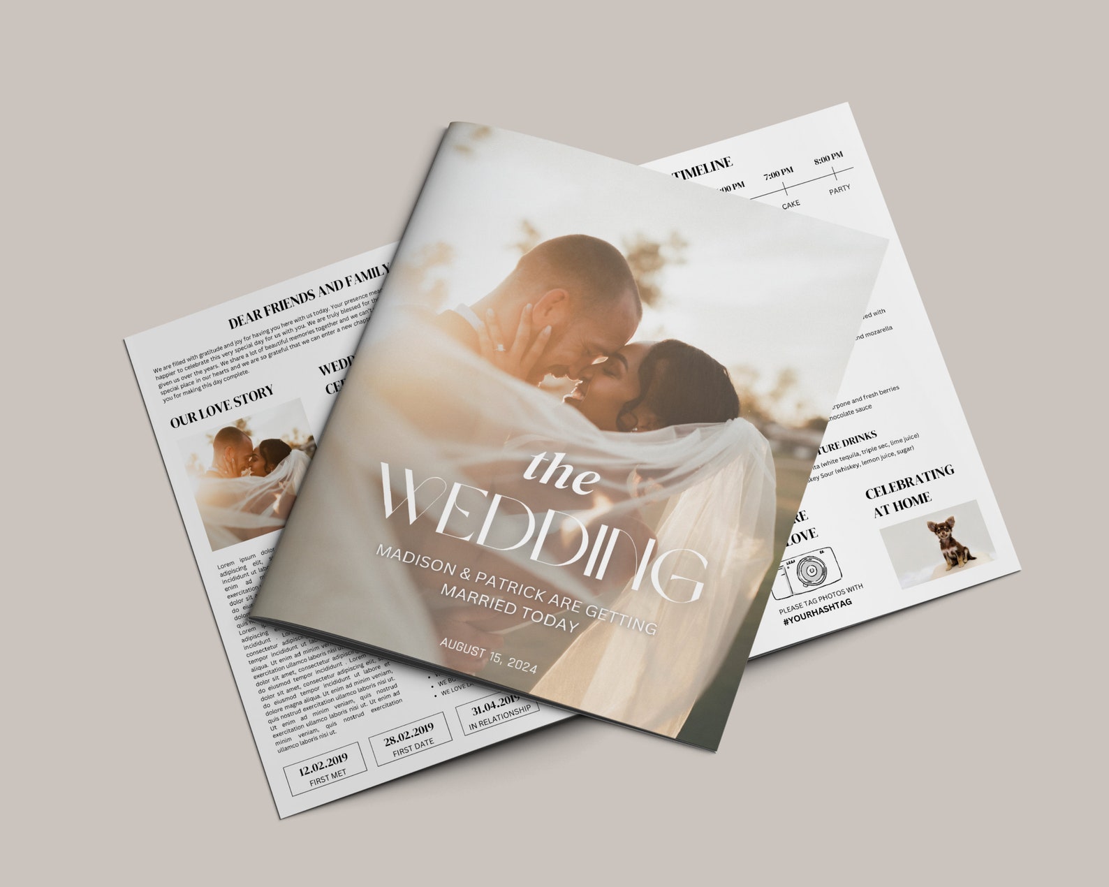 4 Pages Wedding Magazine Template, Folded Wedding Program Template ...