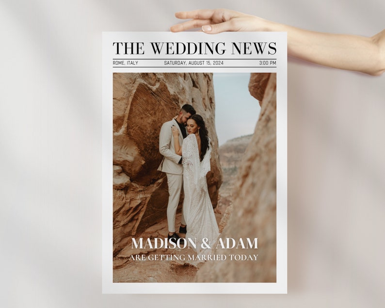 Newspaper Wedding Program Template, Editable Wedding Ceremony Program ...