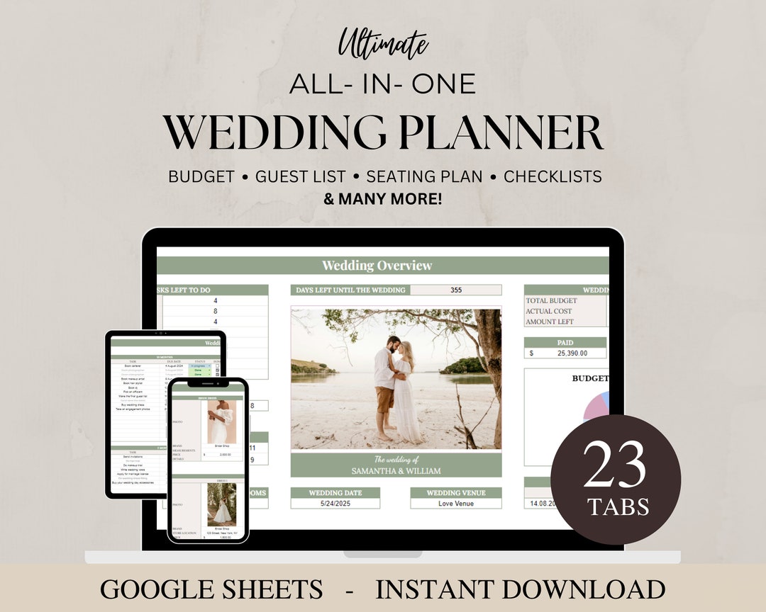 Wedding Planner Spreadsheet, Digital Wedding Planner, Google Sheets ...