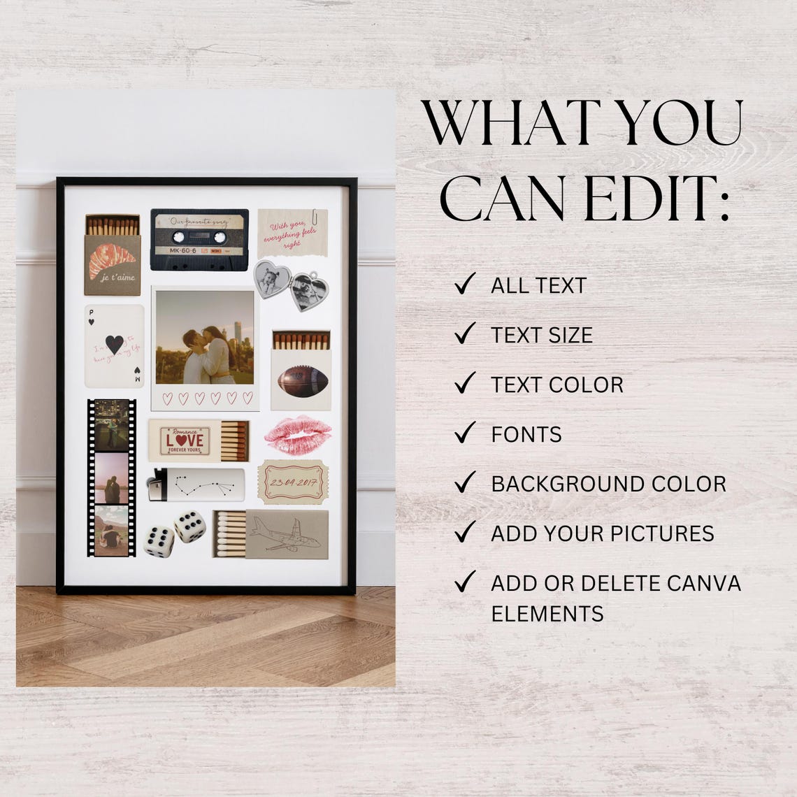 Editable Matchbook Poster Template: Custom Collage Wall Art (digital ...
