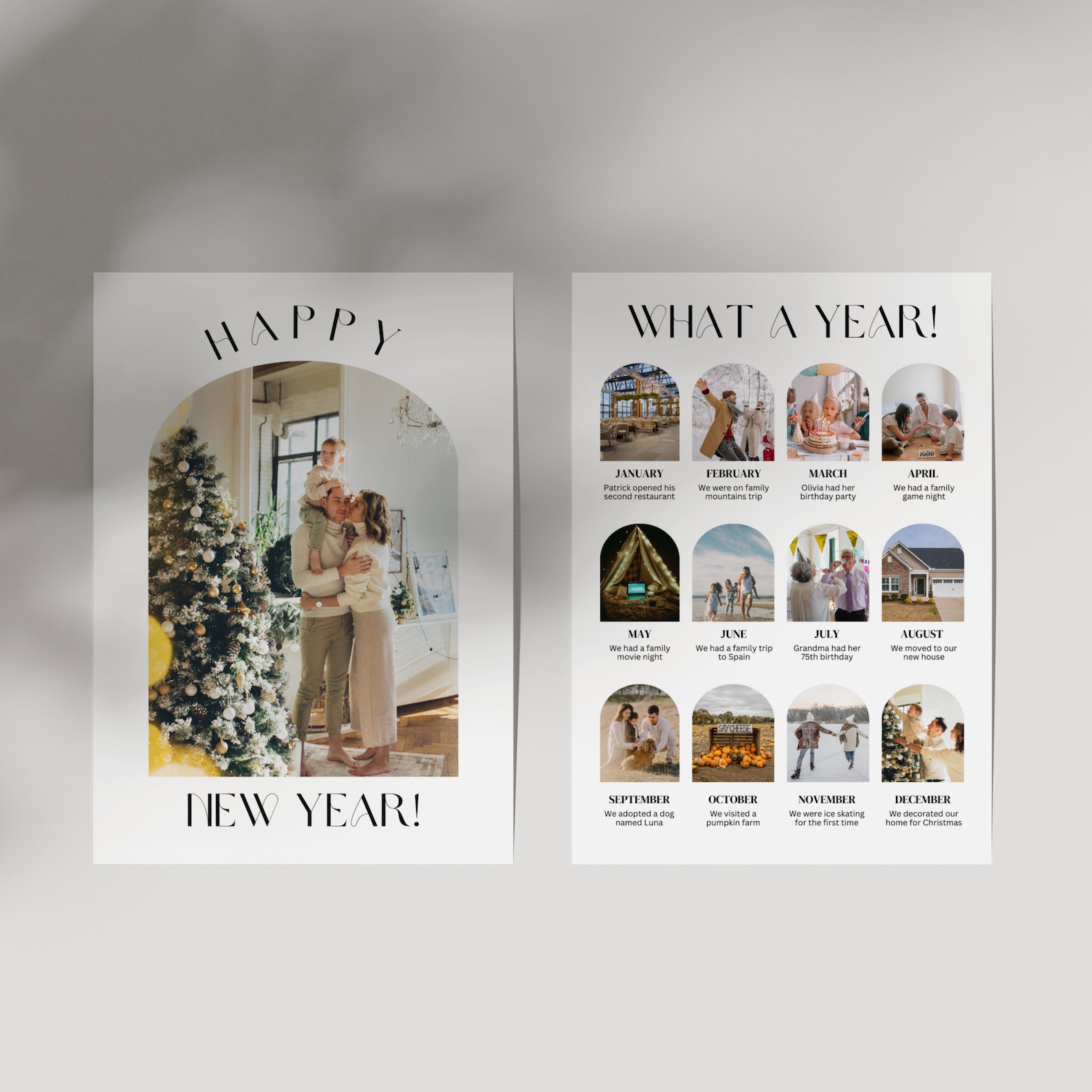 New Year Card Template, Year in Review Card Template, What A Year Card ...
